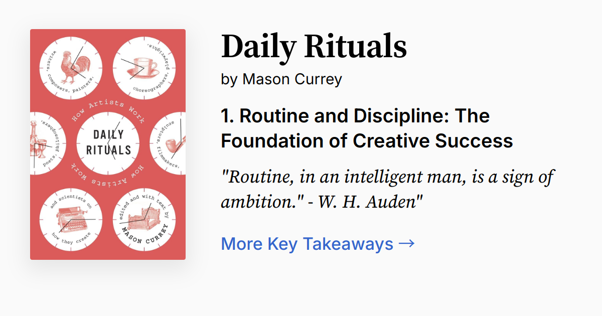 Daily Rituals by Mason Currey | Summary, Audio, Quotes, FAQ