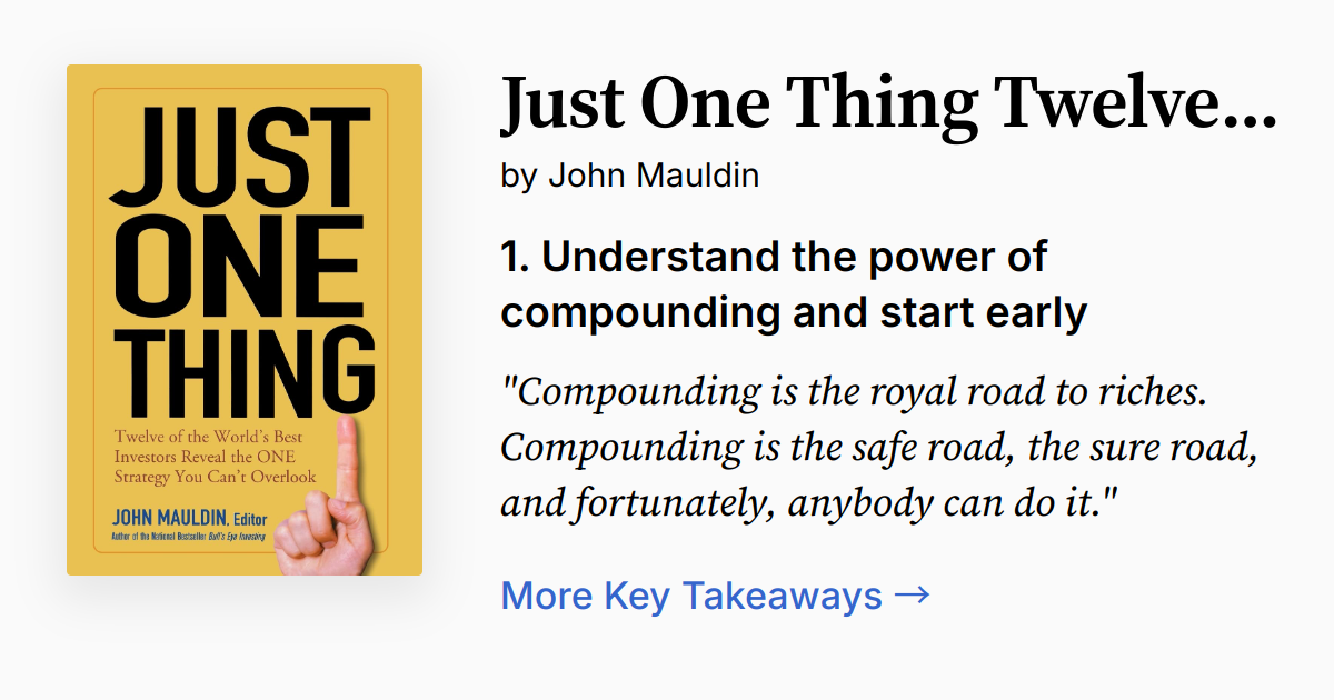 Just One Thing by John Mauldin | Summary, Audio, Quotes