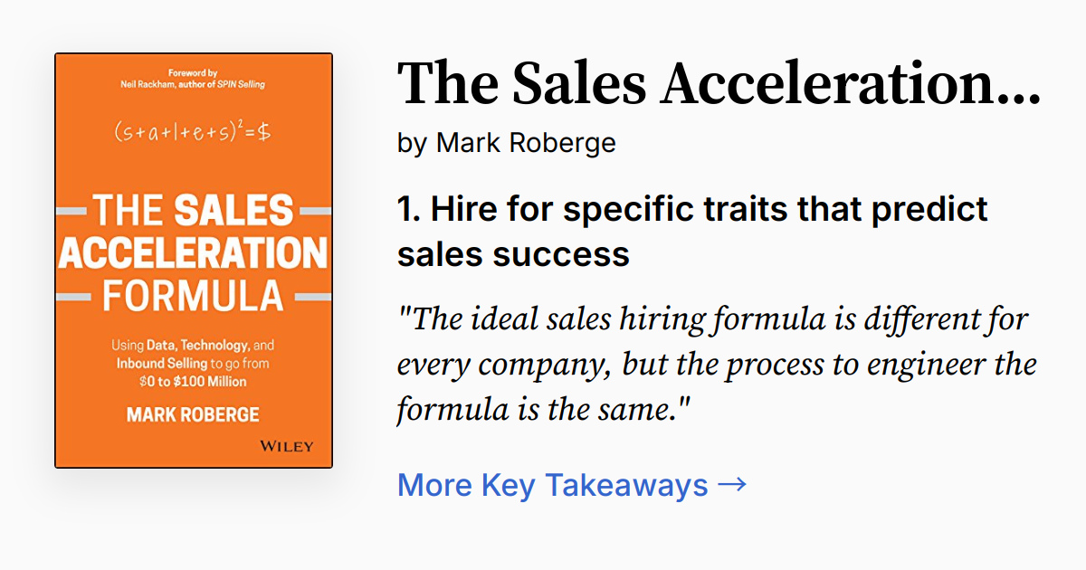 The Sales Acceleration Formula | Summary, Quotes, FAQ, Audio
