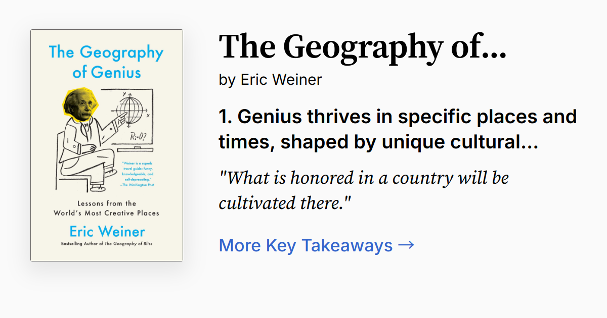 The Geography of Genius | Summary, Audio, Quotes, FAQ