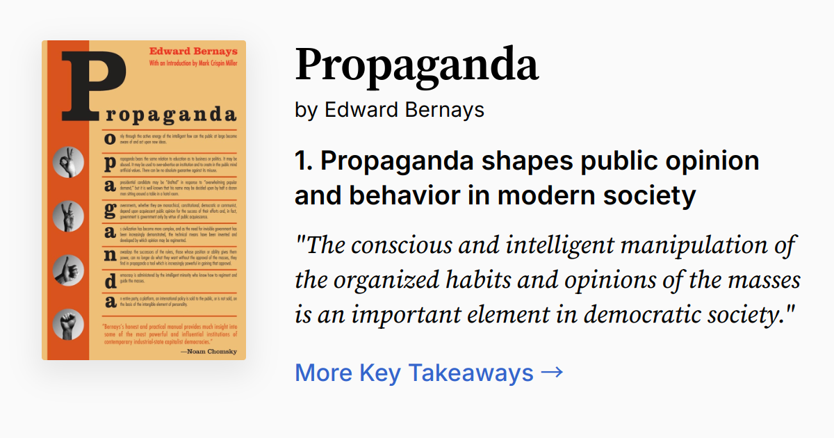 Propaganda by Edward L. Bernays | Summary, Audio, Quotes, FAQ