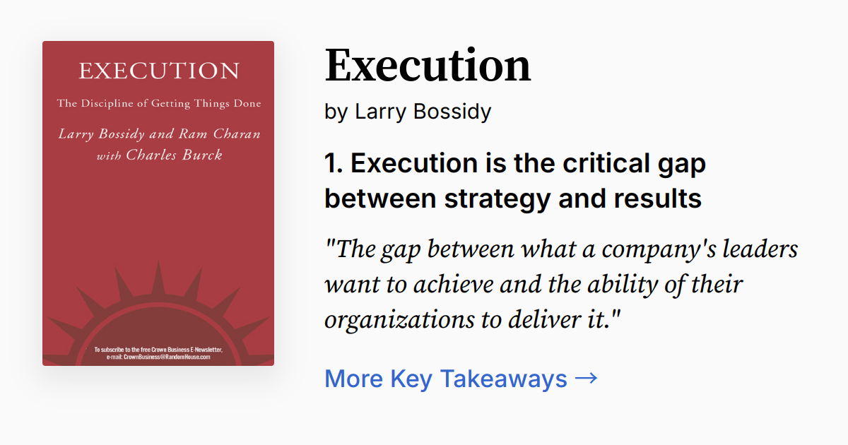 Execution by Larry Bossidy | Summary, Quotes, FAQ, Audio