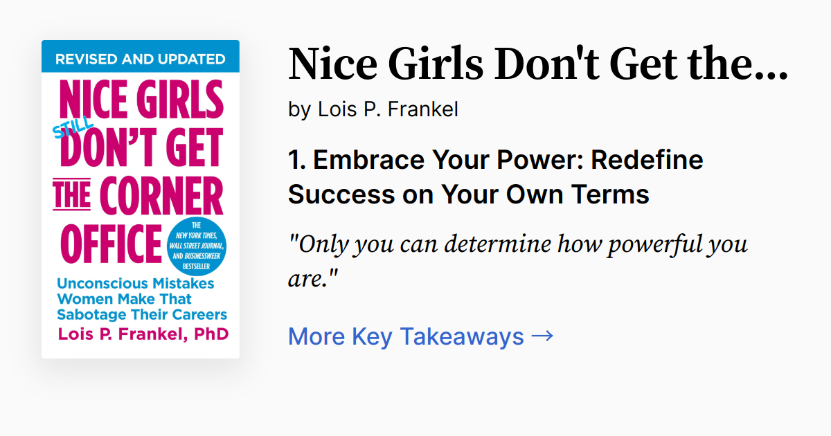 Nice Girls Don't Get the Corner Office | Summary, Quotes, FAQ, Audio