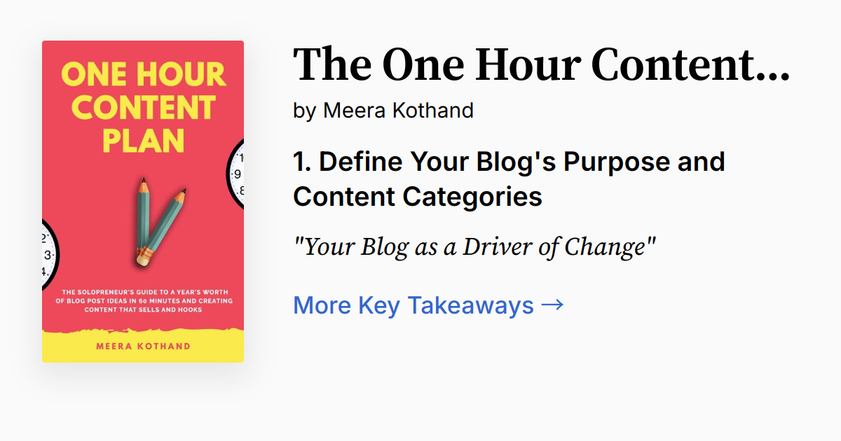 The One Hour Content Plan | Summary, Audio, Quotes, FAQ