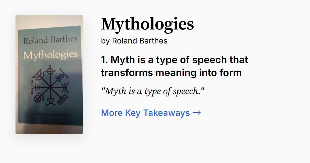 Mythologies by Roland Barthes | Summary, Quotes, FAQ, Audio