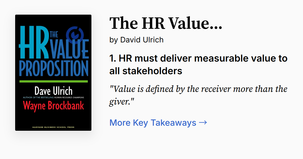 The HR Value Proposition | Summary, Audio, Quotes, FAQ
