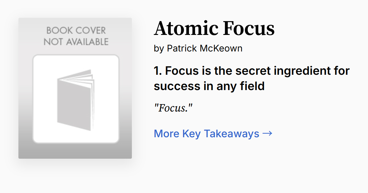 Atomic Focus by Patrick McKeown | Resumo, Audio, Quotes, FAQ