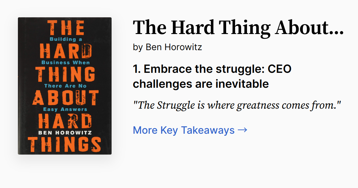 The Hard Thing About Hard Things | Zusammenfassung, Quotes, FAQ, Audio