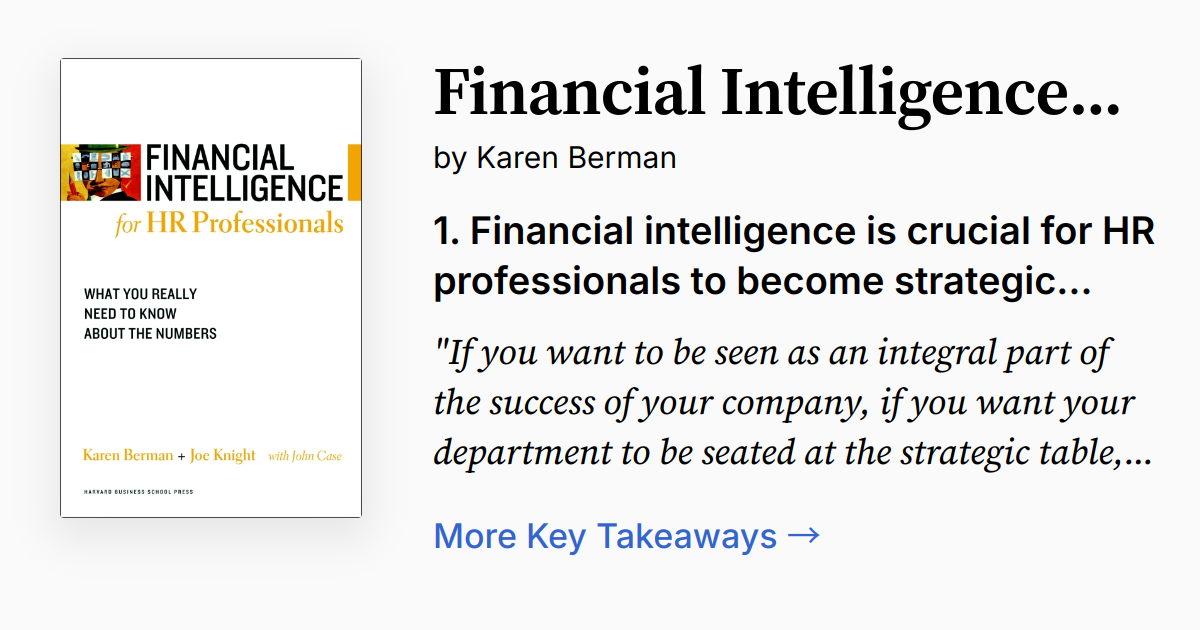 Financial Intelligence for HR Professionals | Summary, Audio, Quotes, FAQ