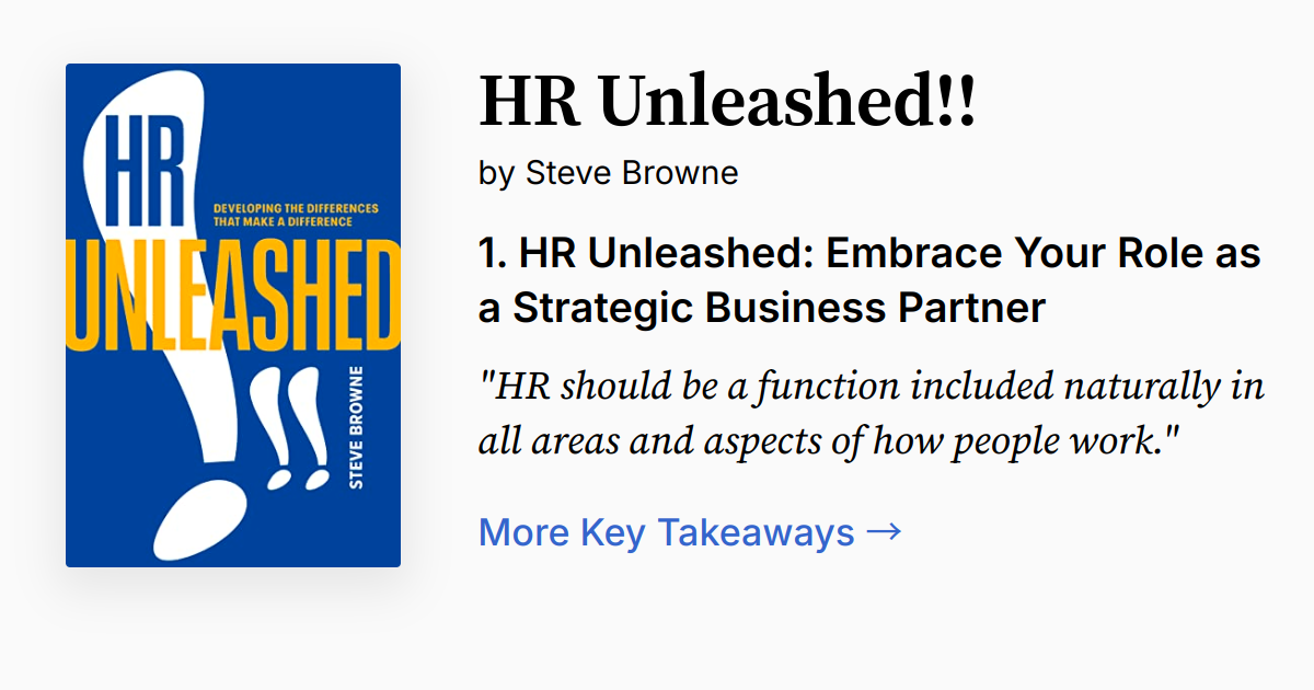 HR Unleashed!! by Steve Browne | Summary, Audio, Quotes