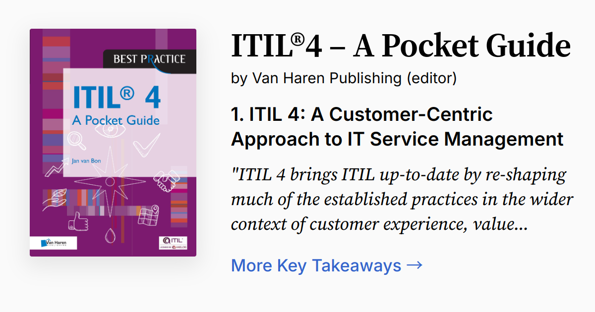 ITIL®4 – A Pocket Guide | Summary, Audio, Quotes