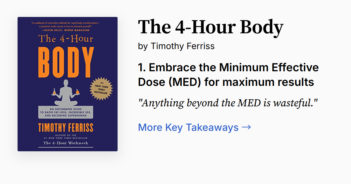 The 4-Hour Body | Summary, Audio, Quotes, FAQ