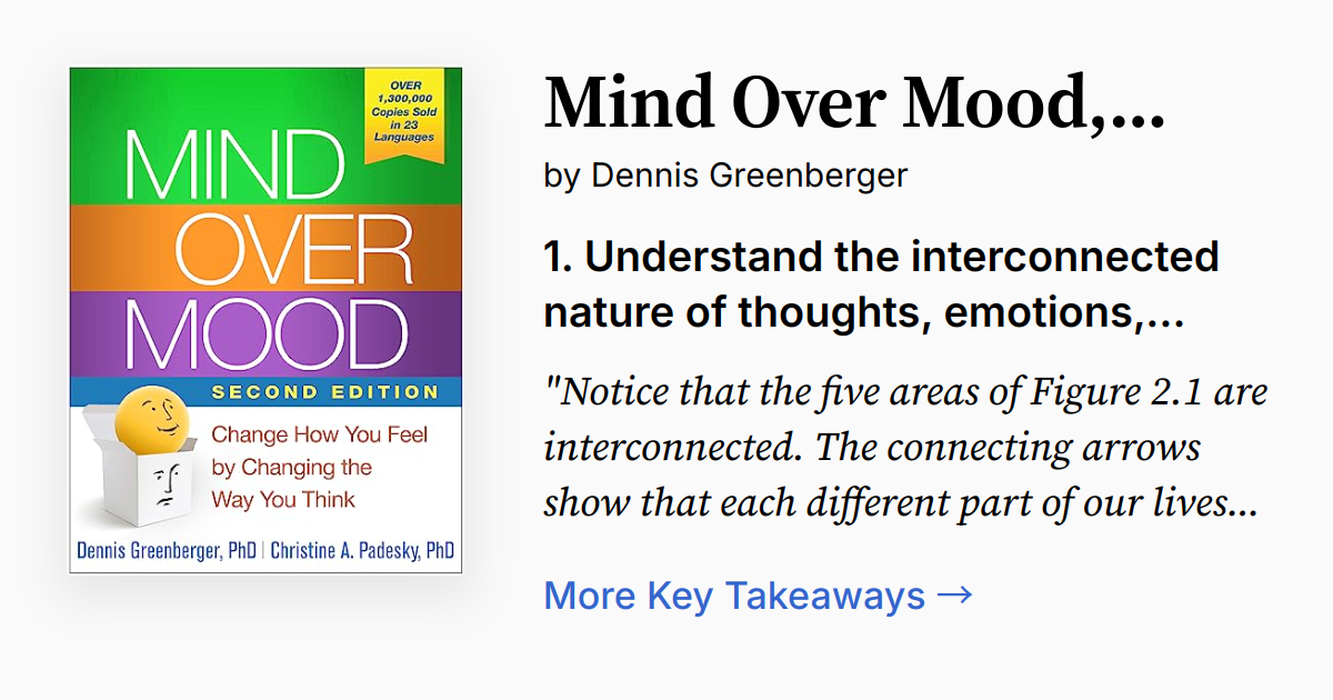 Mind Over Mood by Dennis Greenberger | Summary, Quotes, FAQ, Audio