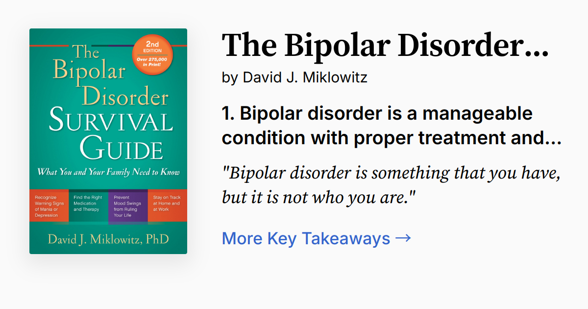 The Bipolar Disorder Survival Guide | Summary, Audio, Quotes, FAQ