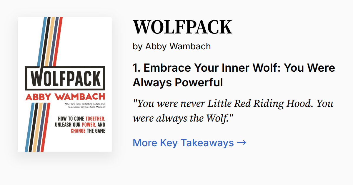 WOLFPACK by Abby Wambach | Summary, Quotes, FAQ, Audio