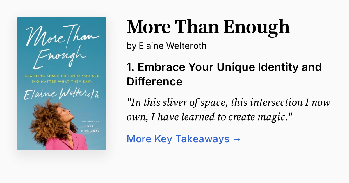 More Than Enough | Summary, Audio, Quotes