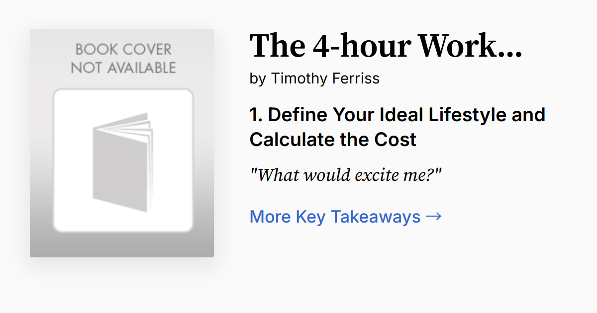 The 4-Hour Work Week | Summary, Audio, Quotes, FAQ