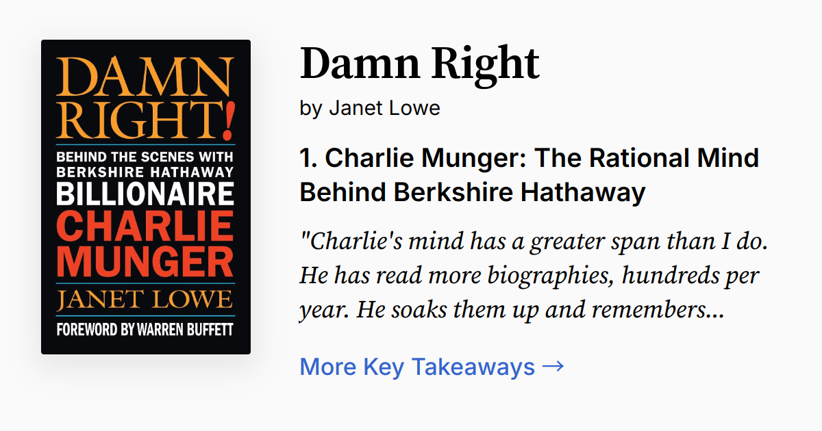 Damn Right! by Janet Lowe | Summary, Audio, Quotes, FAQ