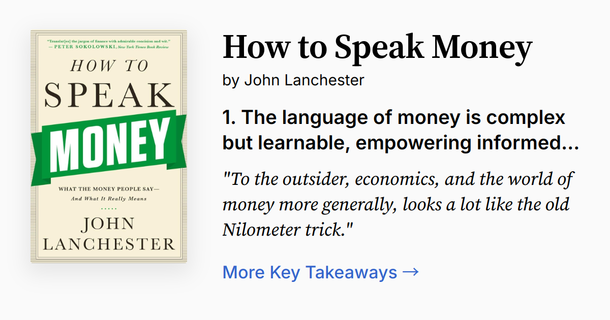 How to Speak Money | Summary, Audio, Quotes