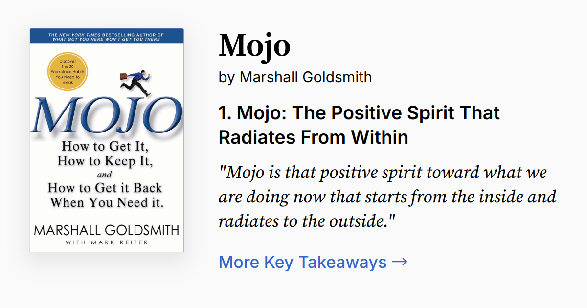 Mojo by Marshall Goldsmith | Summary, Audio, Quotes, FAQ