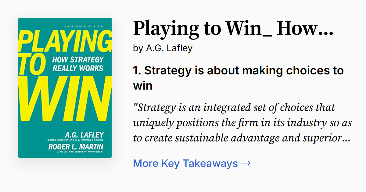 Playing to Win by A.G. Lafley | Summary, Audio, Quotes, FAQ