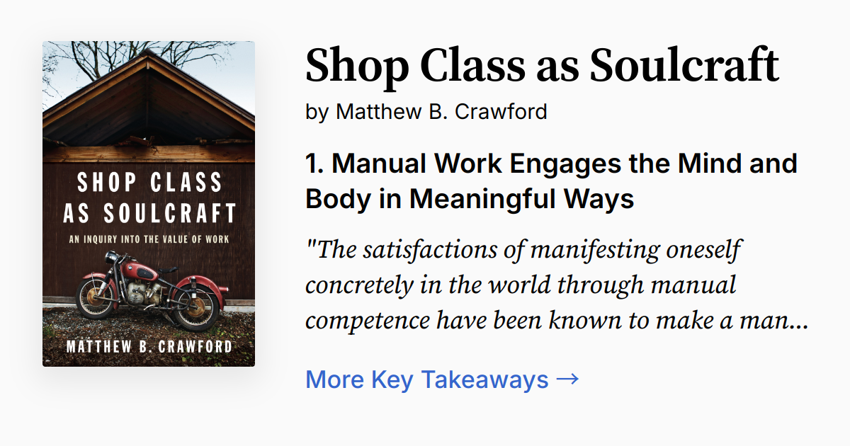 Shop Class as Soulcraft | Summary, Quotes, FAQ, Audio