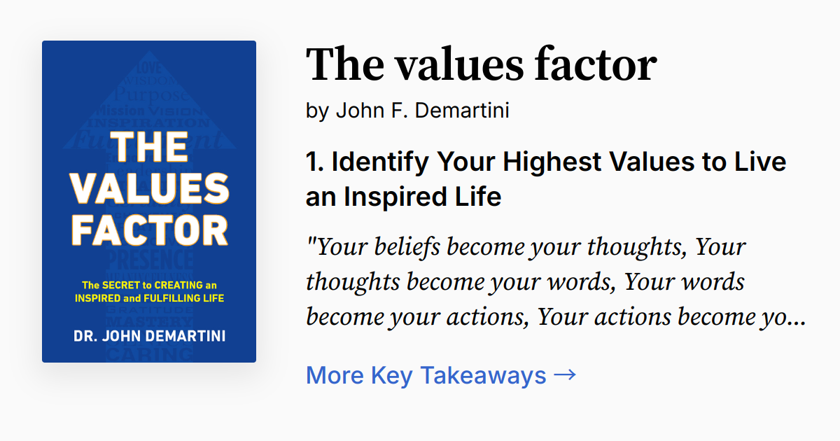 The Values Factor | Summary, Quotes, FAQ, Audio