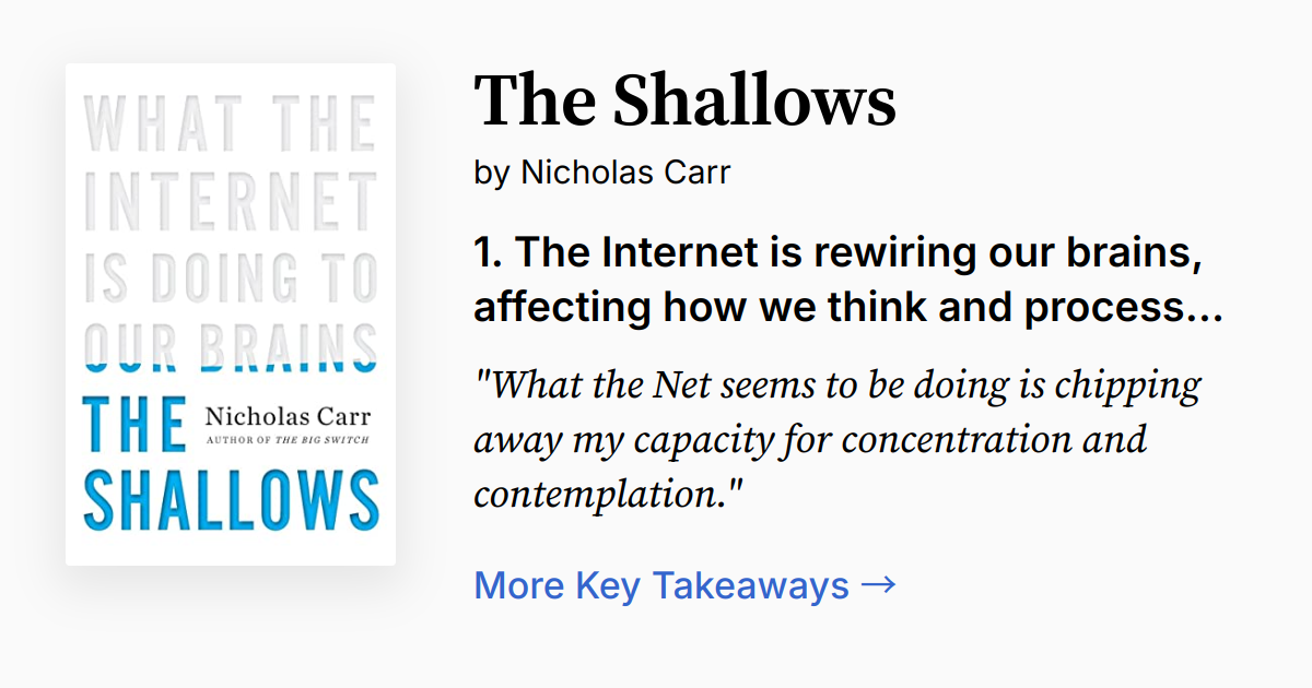 The Shallows by Nicholas Carr | Резюме, Quotes, FAQ, Audio