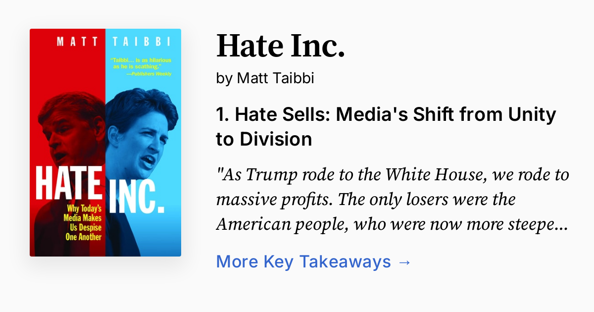 Hate Inc. by Matt Taibbi | Summary, Quotes, FAQ, Audio