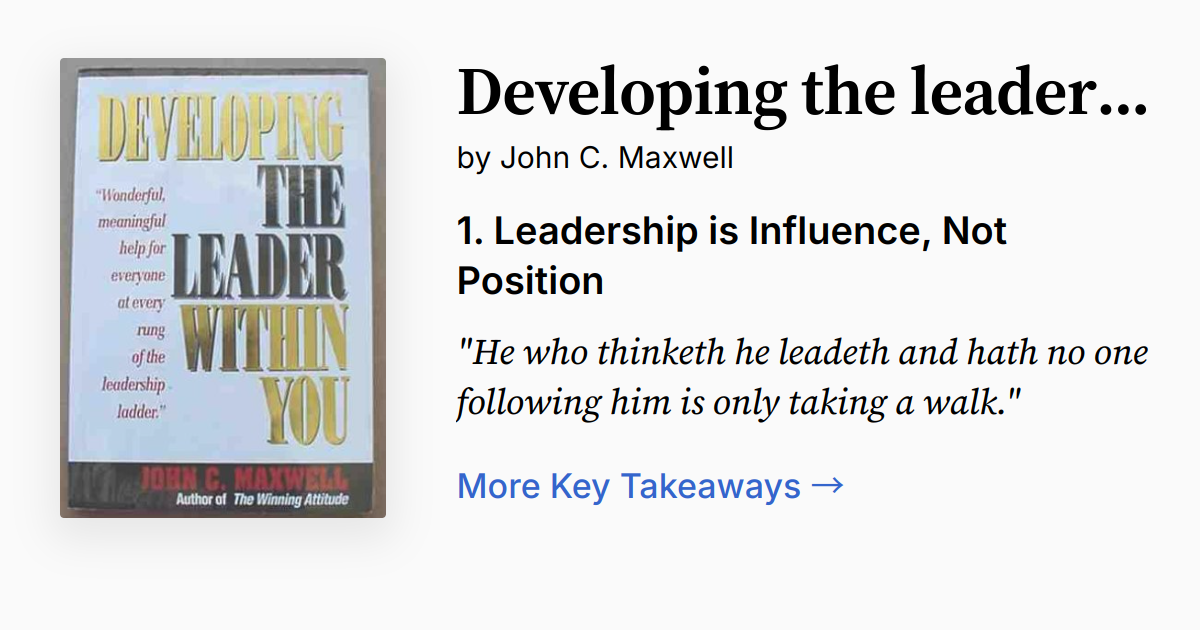Developing the Leader Within You | Summary, Audio, Quotes, FAQ
