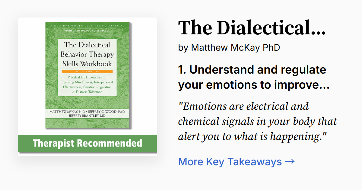 The Dialectical Behavior Therapy Skills Workbook | Summary, Quotes, FAQ ...