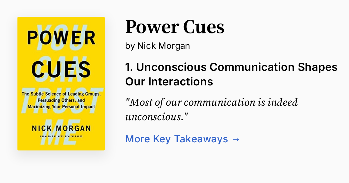 Power Cues by Nick Morgan | Summary, Audio, Quotes