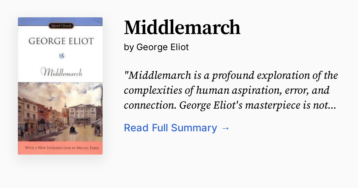 Middlemarch by George Eliot | Summary, Analysis