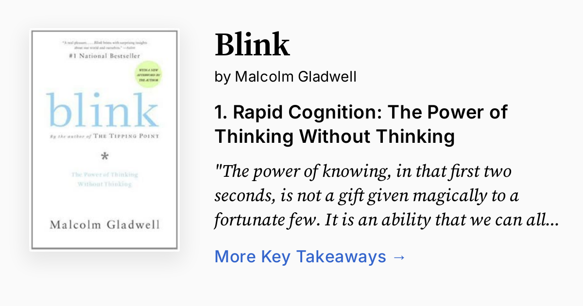 Blink by Malcolm Gladwell | Summary, Quotes, FAQ, Audio