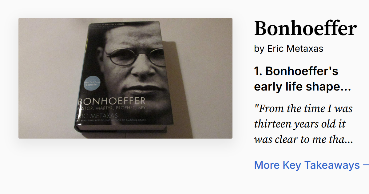 Bonhoeffer by Eric Metaxas | Summary, Audio, Quotes, FAQ