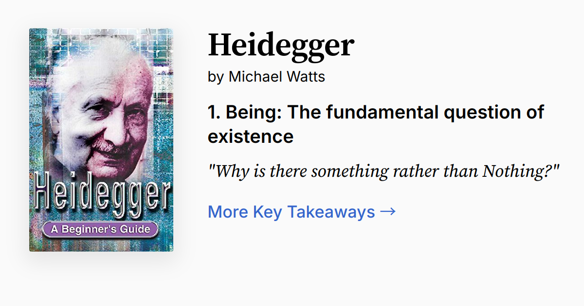 Heidegger by Michael Watts | Summary, Audio, Quotes, FAQ