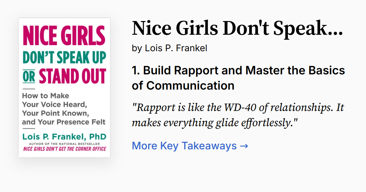 Nice Girls Don't Speak Up or Stand Out | Summary, Audio, Quotes, FAQ