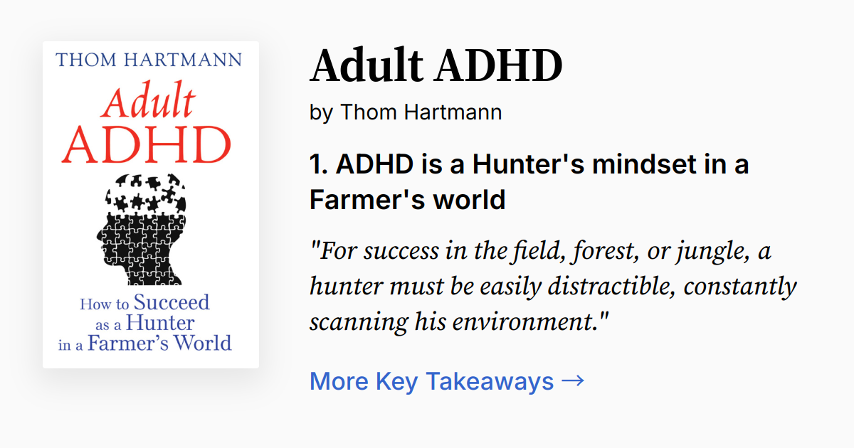 Adult ADHD by Thom Hartmann | Summary, Audio, Quotes, FAQ