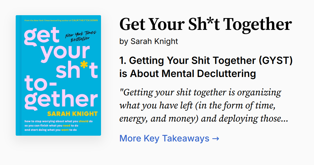 Get Your Sh*t Together | Summary, Audio, Quotes, FAQ