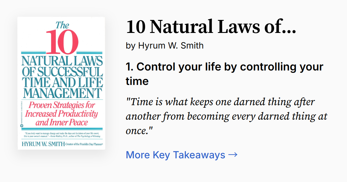 10 Natural Laws of Successful Time and Life Management | Summary, Audio ...