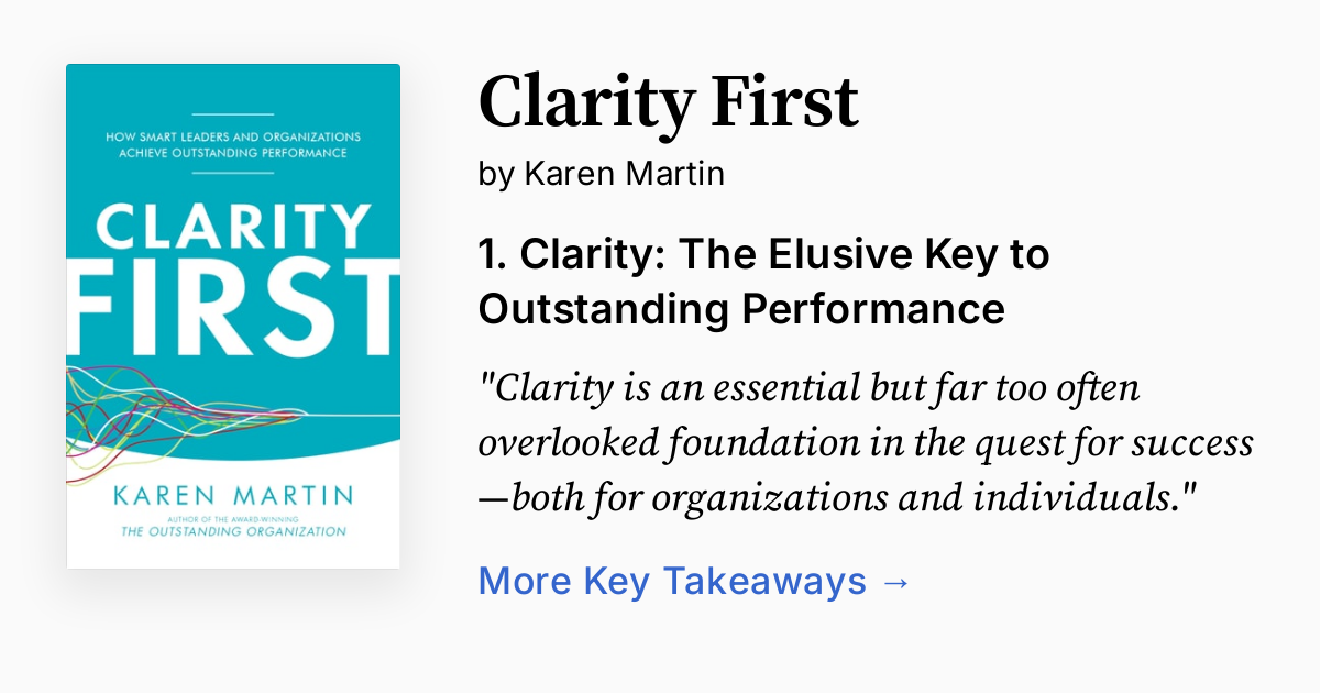 Clarity First by Karen Martin | Summary, Audio, Quotes