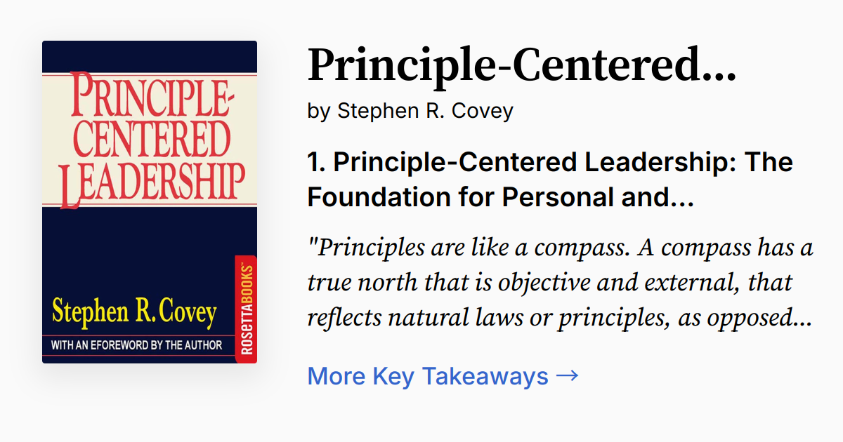 Principle-Centered Leadership | Summary, Quotes, FAQ, Audio