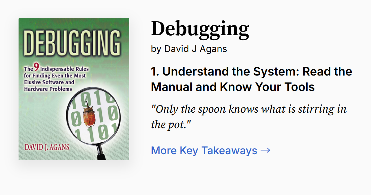 Debugging by David J. Agans | Summary, Audio, Quotes, FAQ