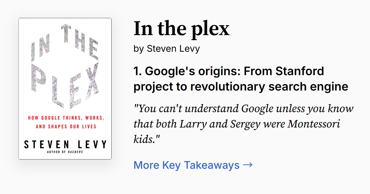 In the Plex by Steven Levy | Summary, Audio, Quotes, FAQ