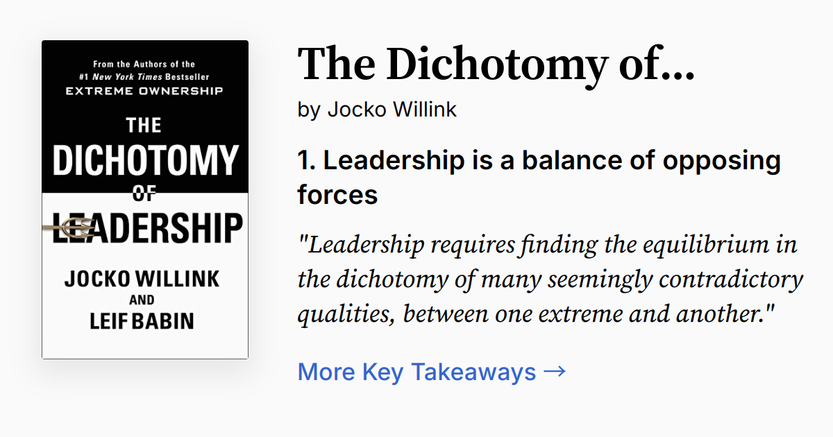 The Dichotomy of Leadership | Summary, Quotes, FAQ, Audio