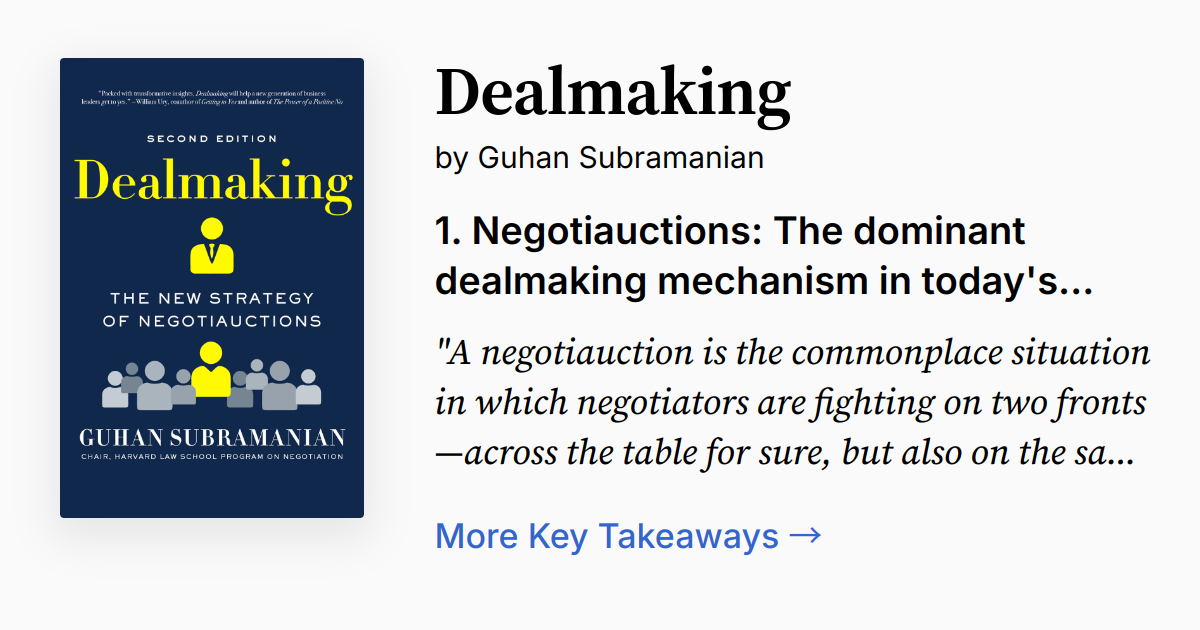 Dealmaking by Guhan Subramanian | Summary, Audio, Quotes
