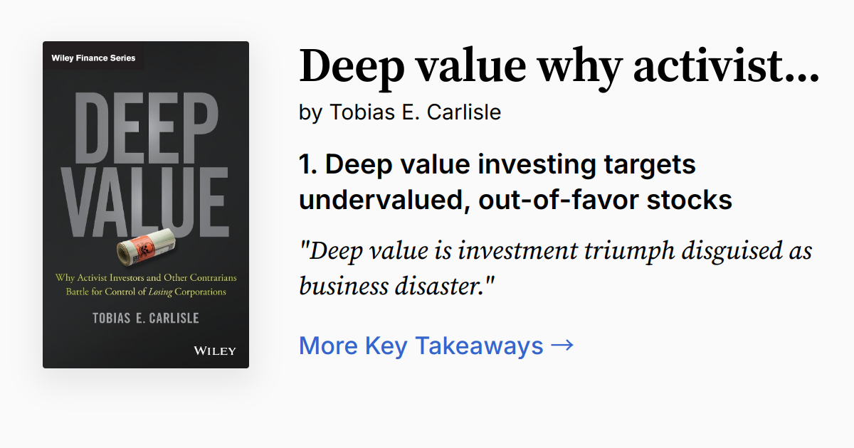 Deep Value by Tobias E. Carlisle | Summary, Audio, Quotes, FAQ
