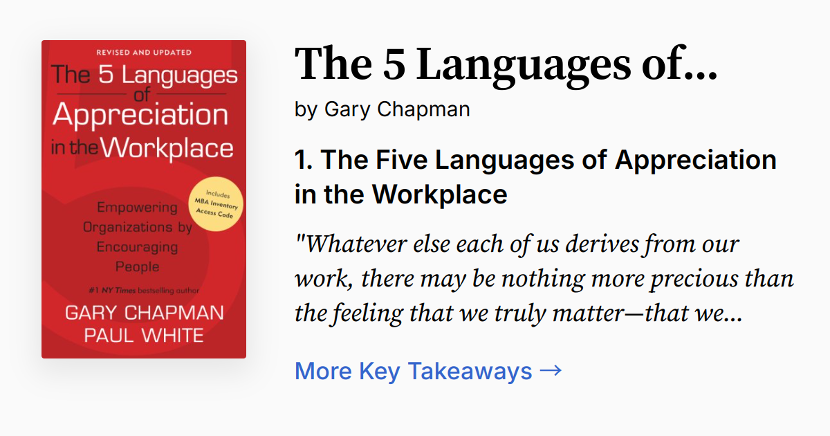 The 5 Languages of Appreciation in the Workplace | Summary, Audio ...