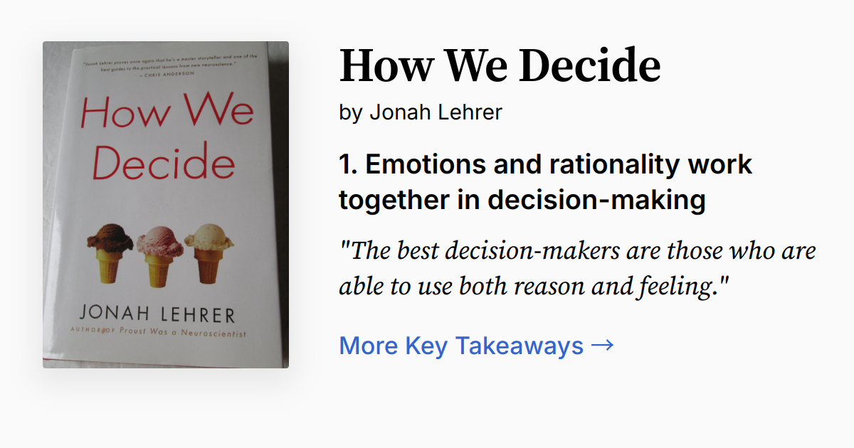 How We Decide by Jonah Lehrer | Summary, Audio, Quotes, FAQ