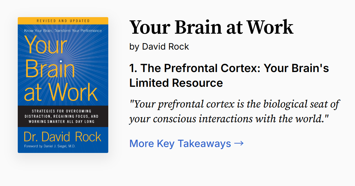 Your Brain at Work | Summary, Quotes, FAQ, Audio
